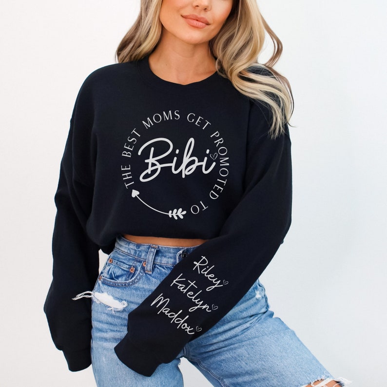 Custom Sleeve Print Bibi Sweatshirt, Holiday Gift for Bibi, Bibi Gifts ...