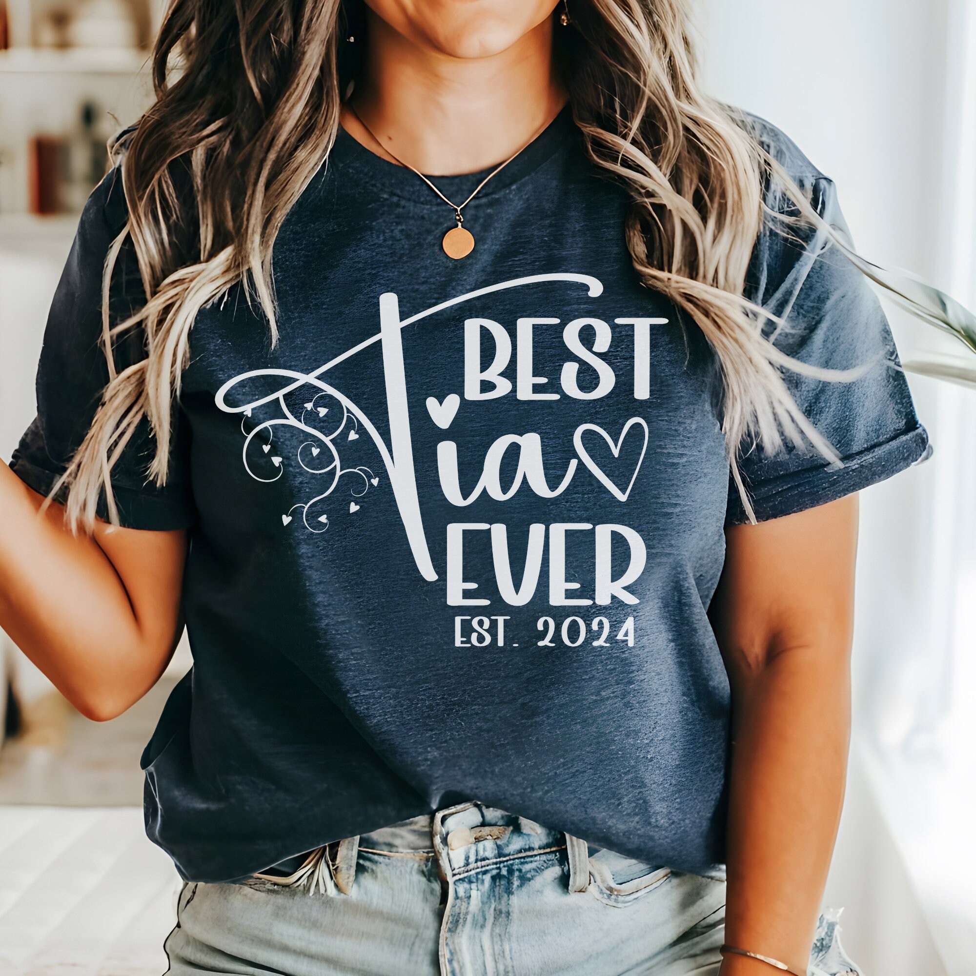 Custom Best Tia Ever Shirt, Tia Gifts, Pregnancy Reveal, Holiday Gift ...