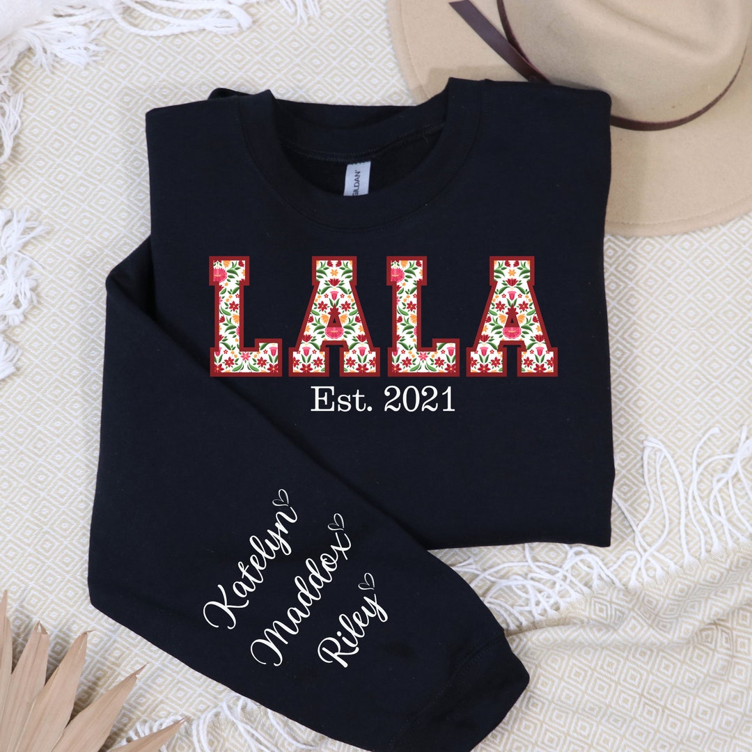 Custom Lala Sweatshirt With Kids Names on Sleeve, Sleeve Print ...
