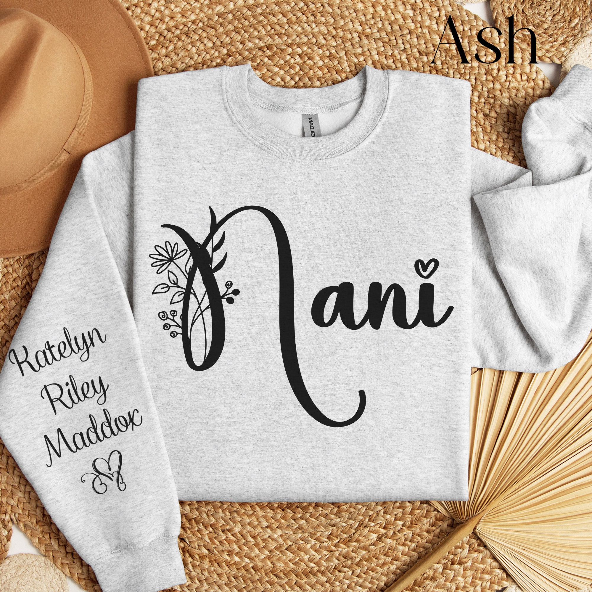 Sleeve Print Nani Sweatshirt With Grandkids Names, Nani Gifts, Mothers ...