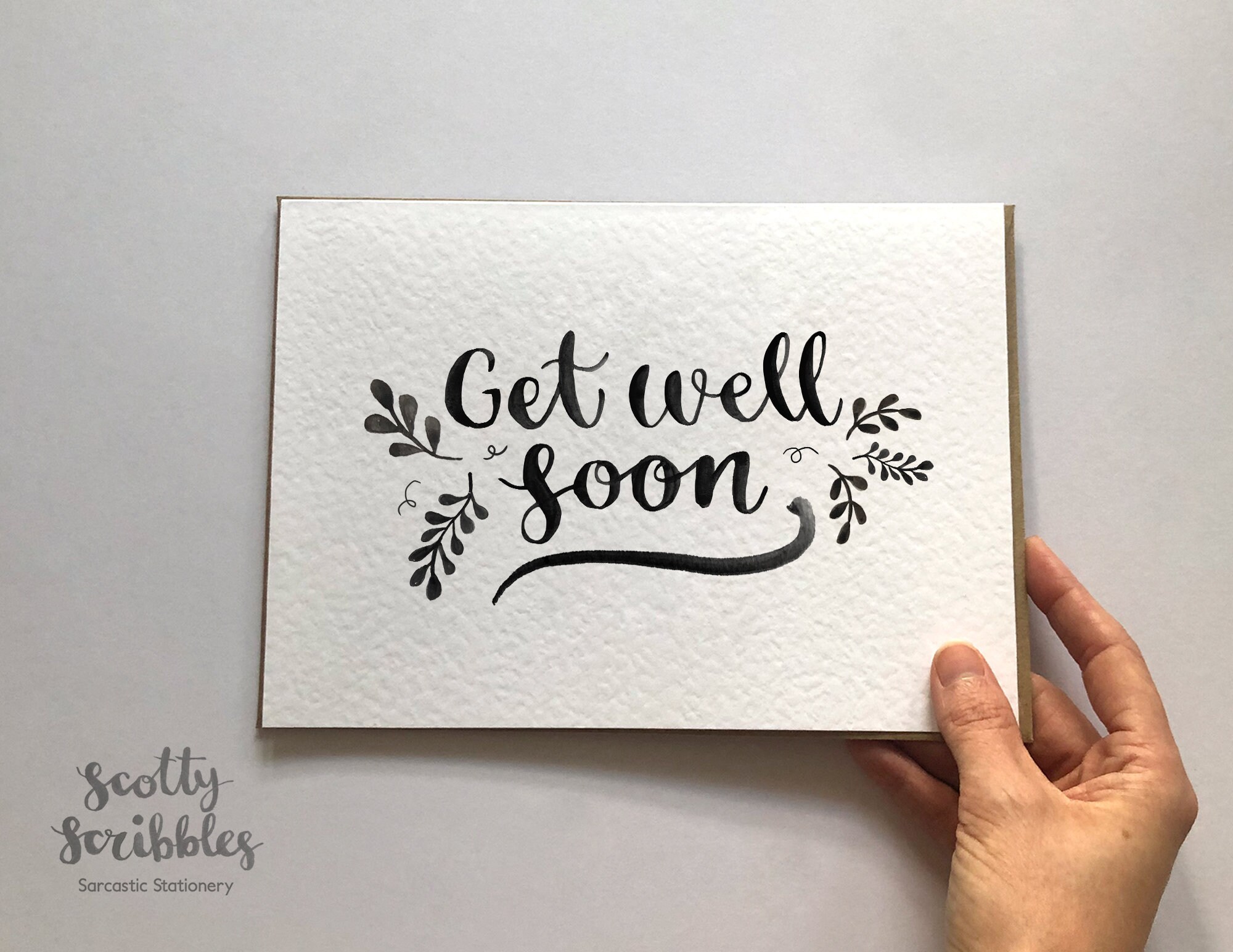 Get Well Soon Card | Get Well Card Feel Better Monochrome Card Blank ...