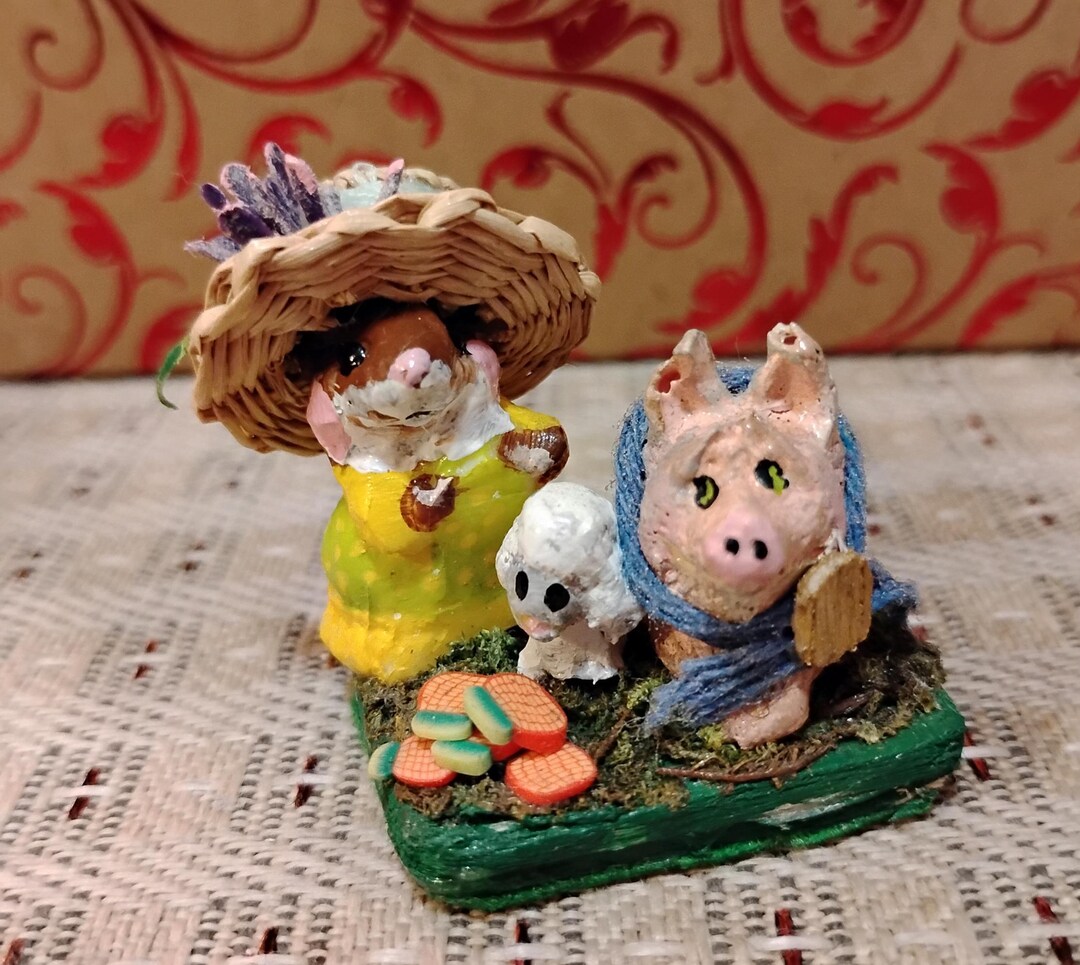 Miniature Mouse "some Pig!" Resin Mouse and Pig Figurine - Etsy