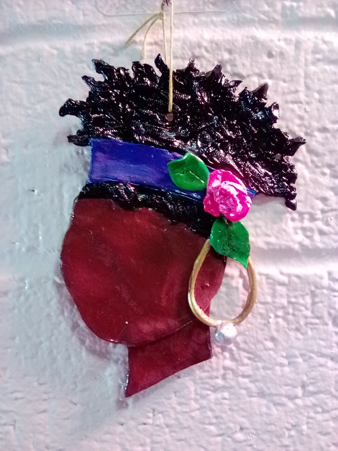 Cameo Wall Plague, "ebony Rose" Clay Wall Decor, Hand Sculpted ...
