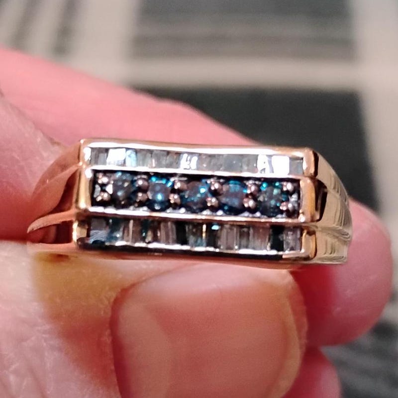 Mens Blue Diamond Ring - Etsy