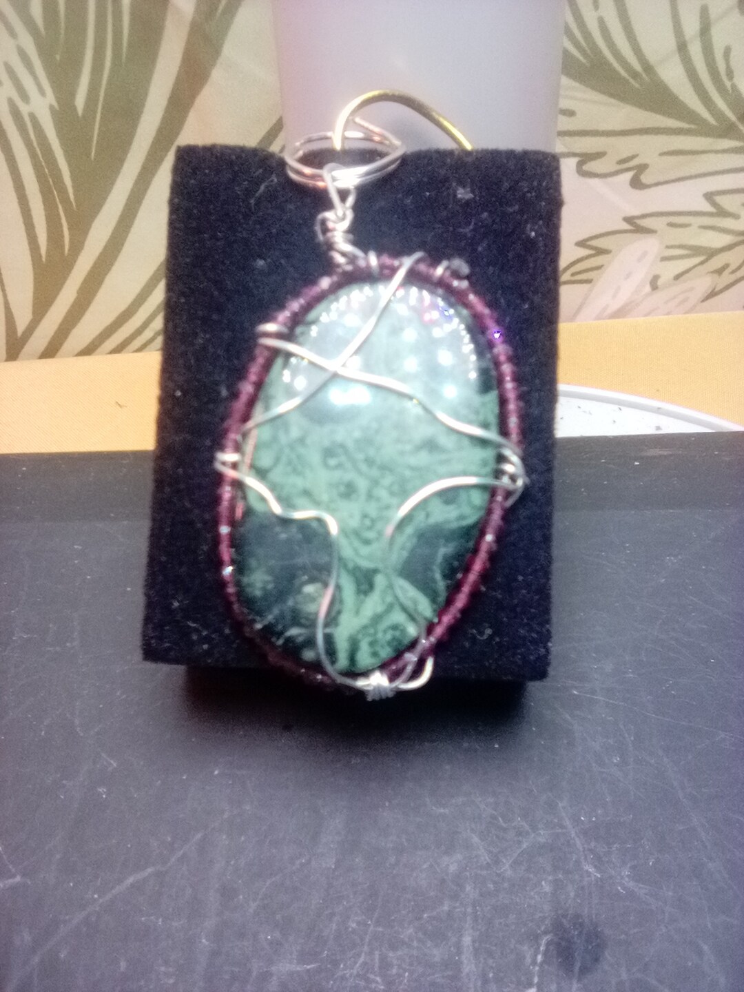 Wire Wrapped Handmade Stainless Steel Wire, Garnet and Jasper Oval ...