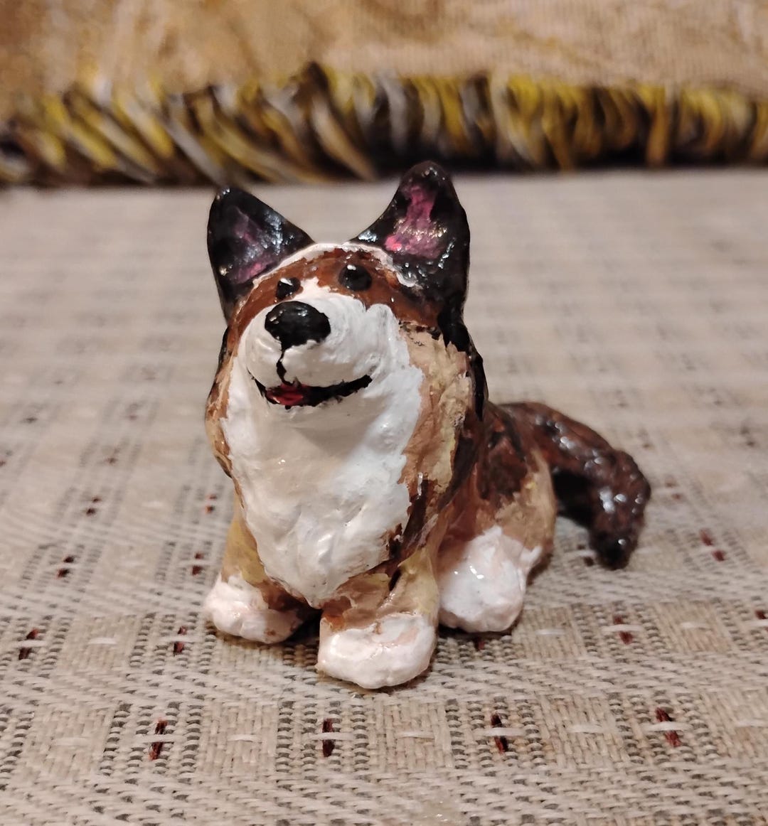 Miniature Corgi Puppy Clay Figurine - Etsy