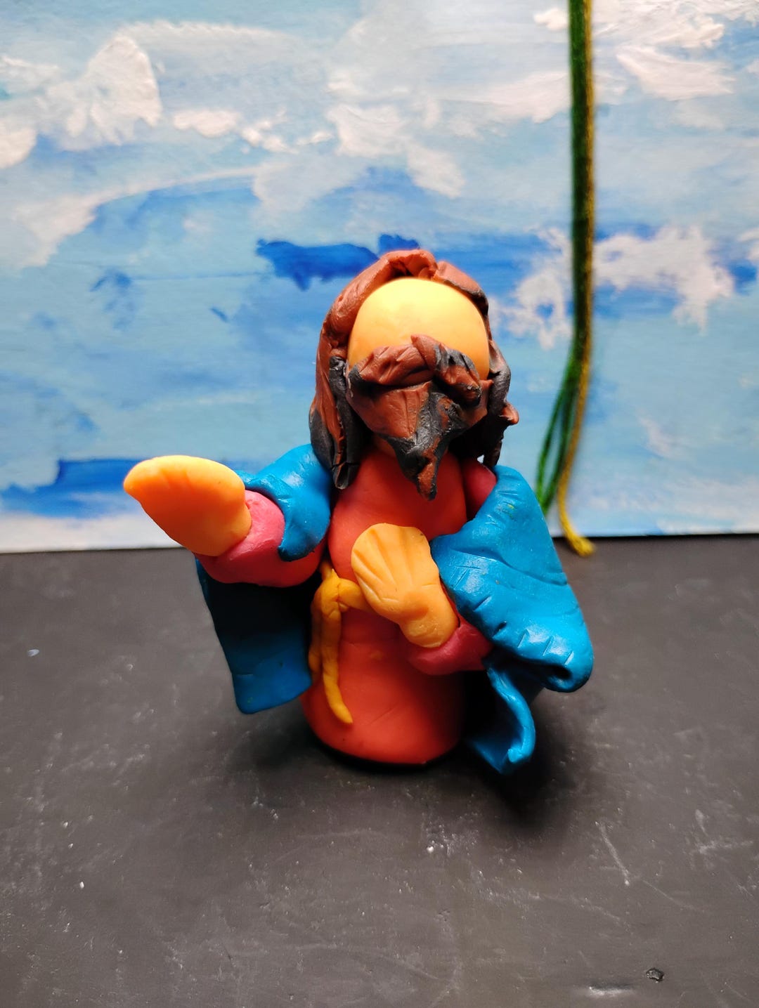 Jesus Polymer Clay Figurine, Sacred Heart Jesus Statue Polymer Clay ...