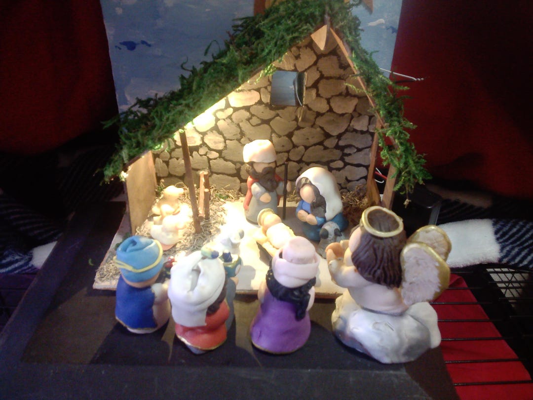 Light up Nativity,polymer Clay Nativity Set With Light up Stable ...