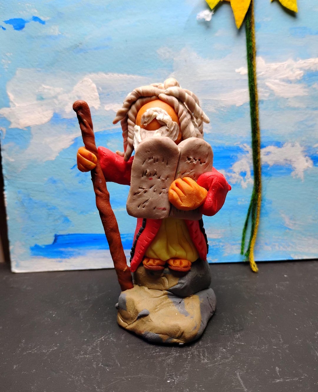 Moses With the 10 Commandments Polymer Clay Figurine, Polymer Clay ...