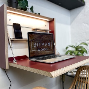 Small Folding Desk Wall Desk Study Drop Down Desk Space Saving Desk Office Desk Secretary Desk Floating Plywood Table Home Office Furniture Etsy