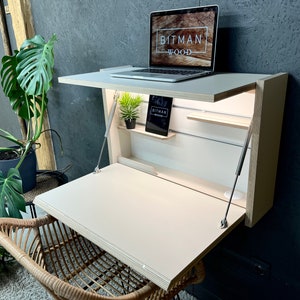 Standing Double Desk• Home Office Wall Mounted Folding Space Saving ...