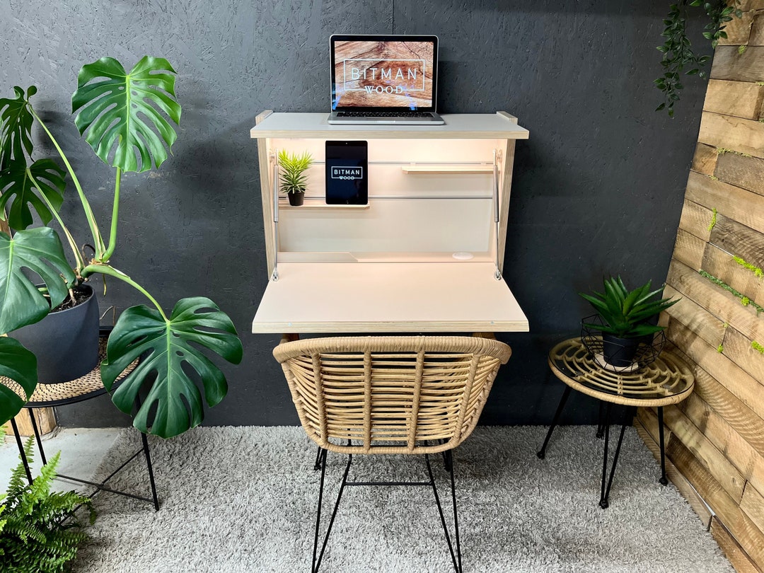 Standing Double Desk• Home Office Wall Mounted Folding Space Saving ...