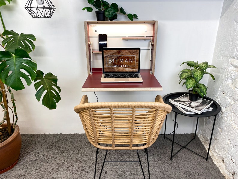 Small Folding Desk• Wall Desk Study Drop Down Desk Space Saving Desk ...