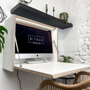 27” Monitor Desk• Office Desk Home Office Work Space Modern Desk Space ...