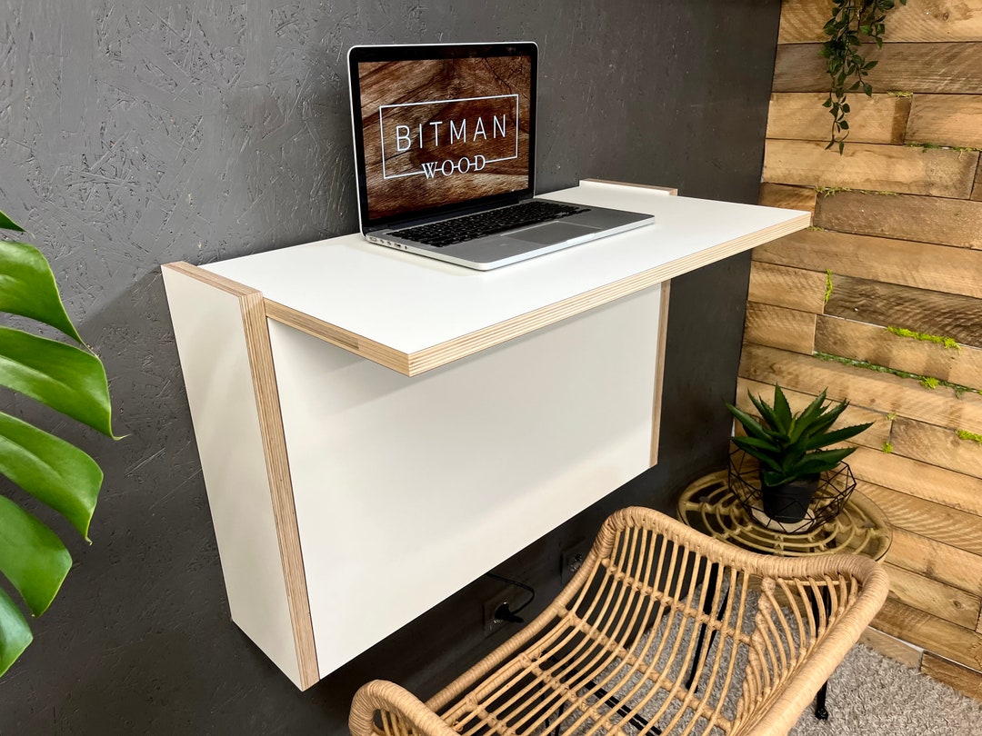 Standing Double Desk Home Office Wall Mounted Folding Space Saving ...