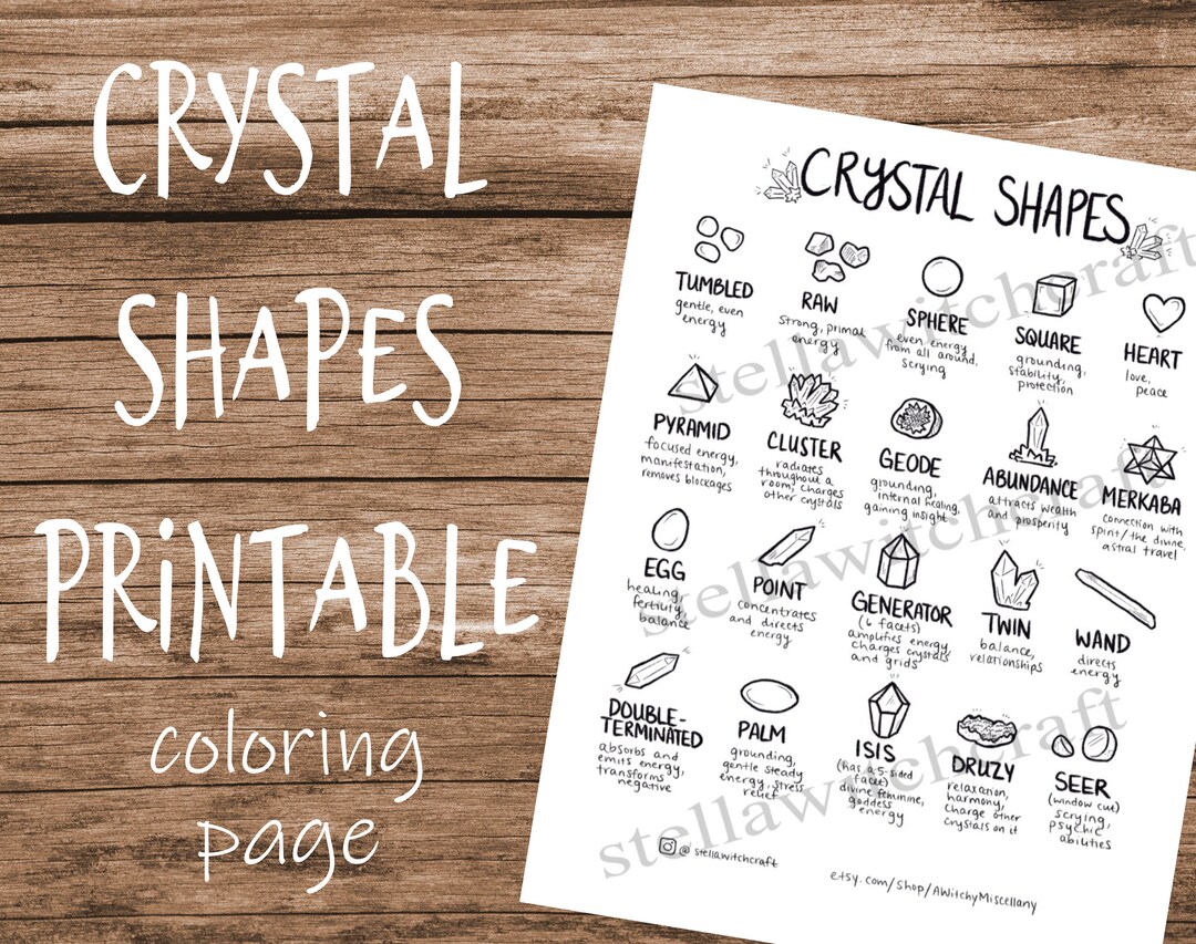 Printable Crystal Shapes Page- Book of Shadows and Coloring Page - Etsy