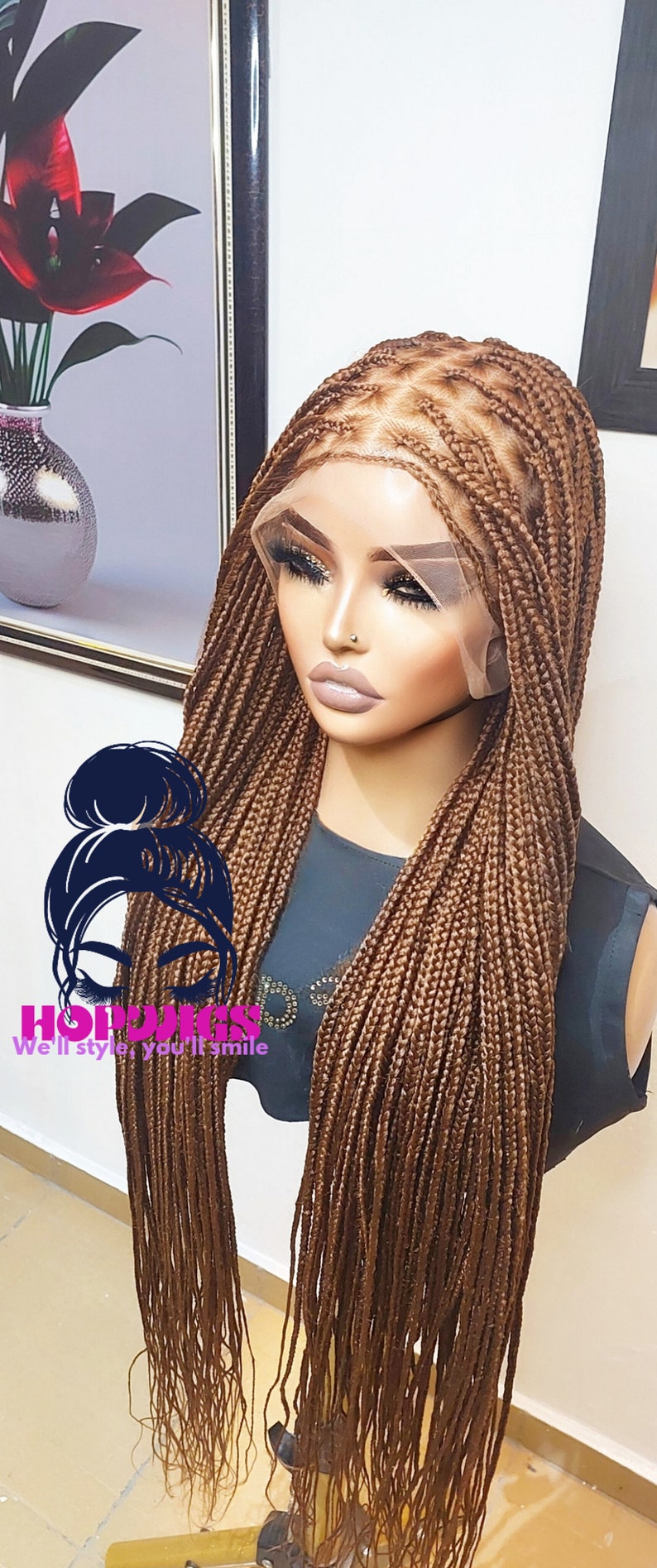 Knotless Box Braids, Free Shipping, Ready to Ship, Corn Row, Wig for ...