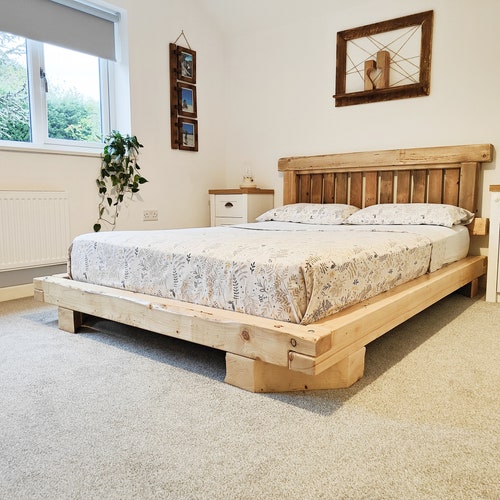 Chunky Rustic Bed Handmade From Reclaimed Wood - Etsy UK