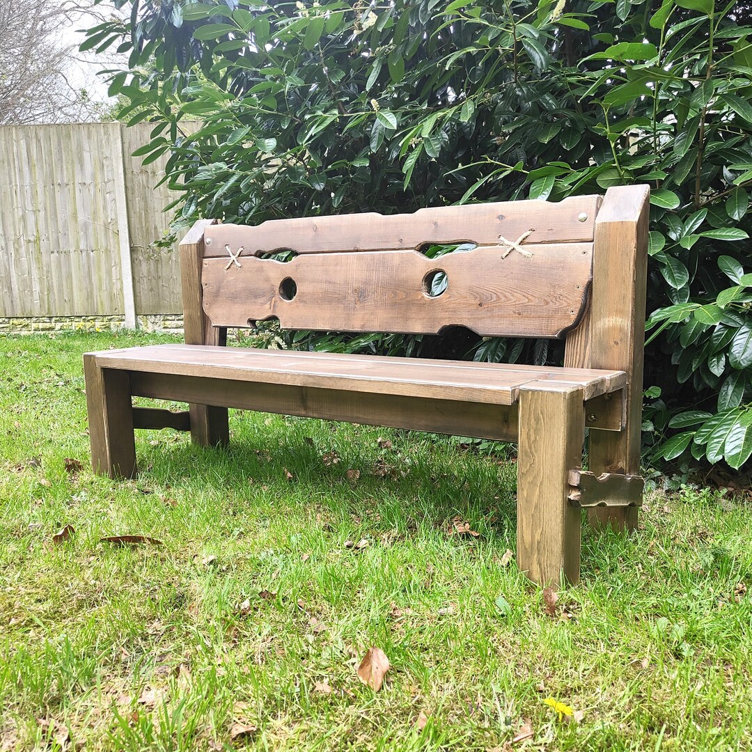 Rustic Garden Bench Solid Wood Memorial Bench Handmade Patio Furniture CNC Engraving available Wooden Garden Decor Etsy