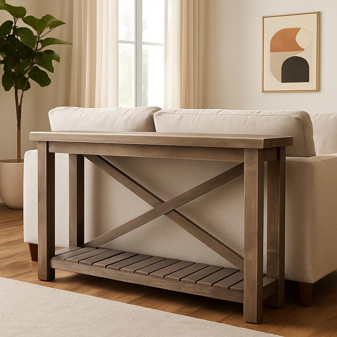 Handmade Slim Solid Wood Console Table: Rustic Narrow Sofa Gap Table ...