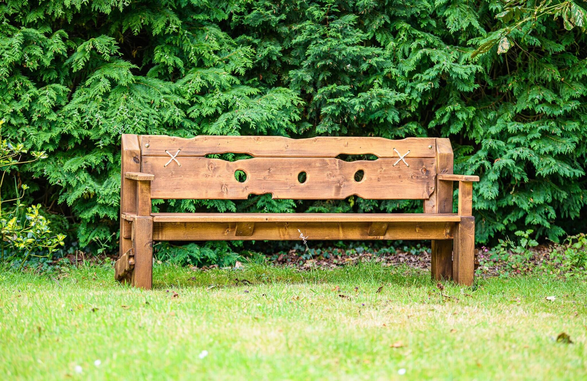 Large Garden Bench Solid Wood Dark Oak Stained Outdoor Bench - Etsy UK