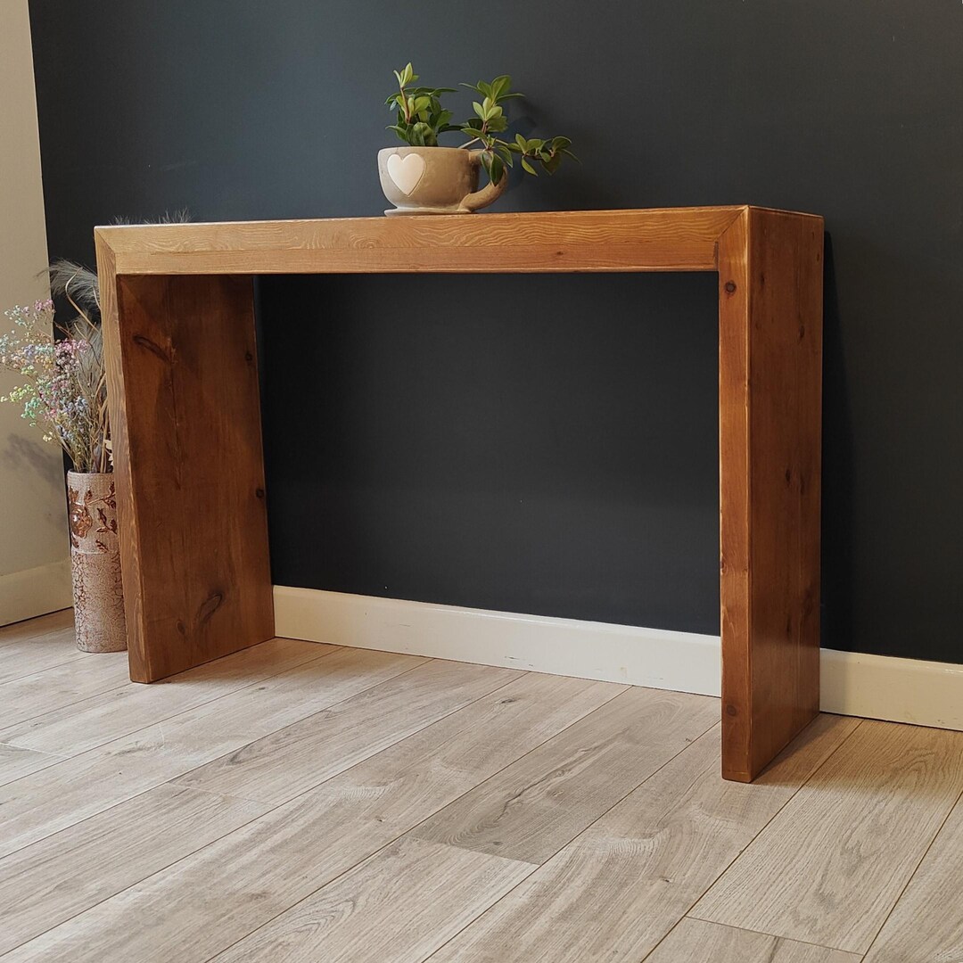 Wooden Console Table, Rustic Entryway Table, Solid Wood Hall Table ...
