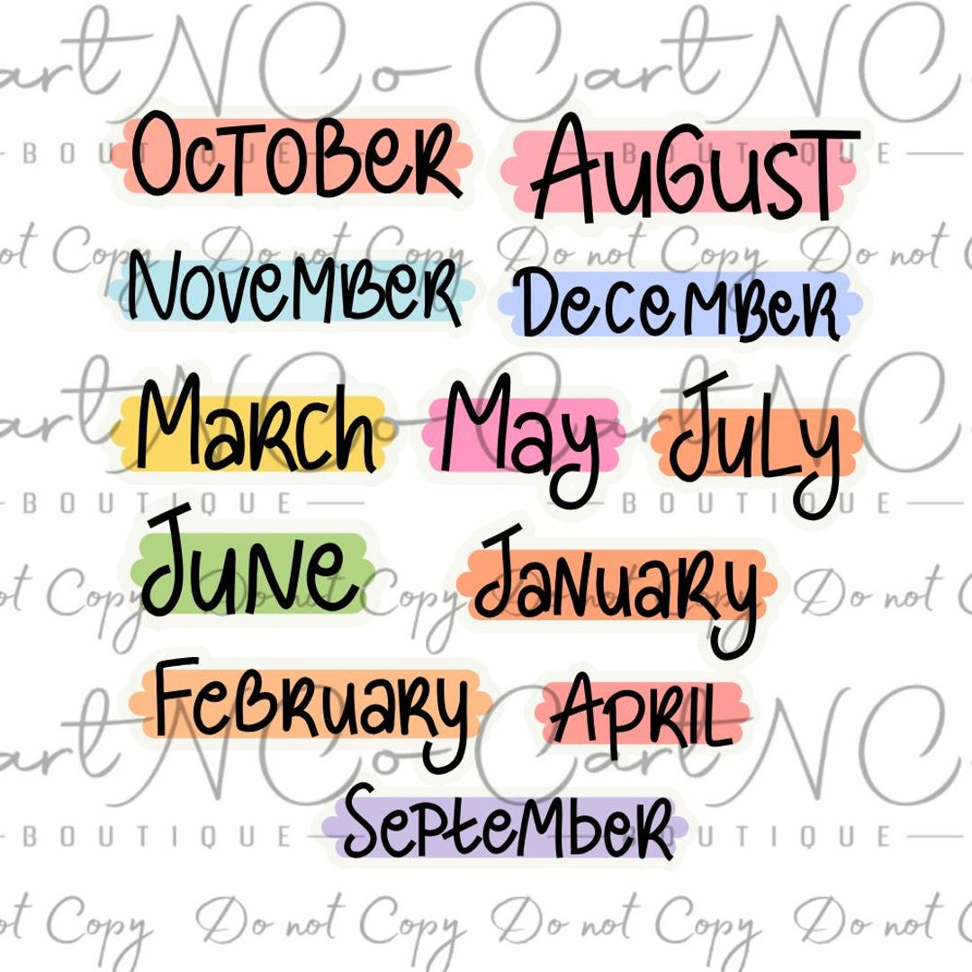 Digital Sticker Sheets | Months of the Year - Etsy