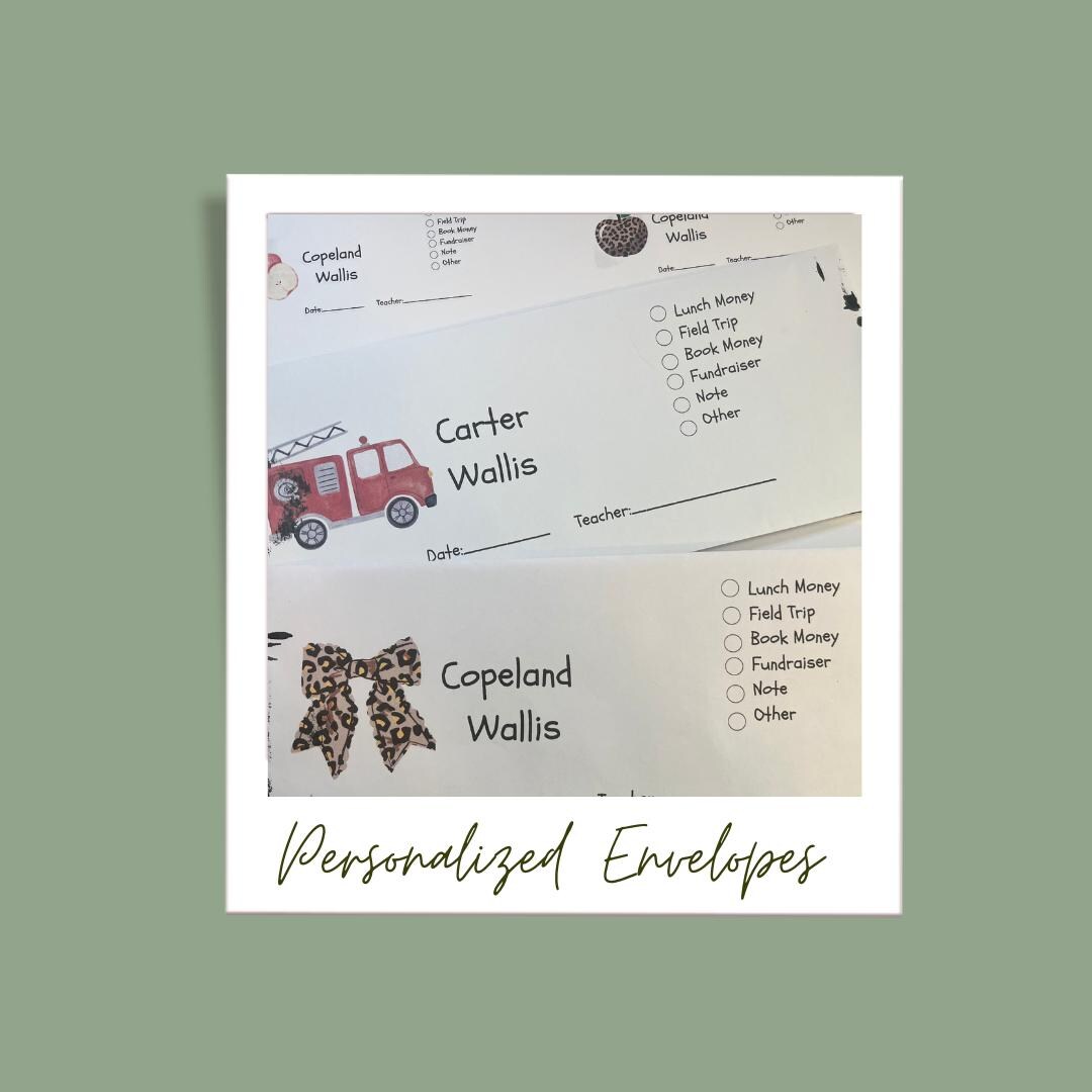 Personalized School Envelopes | Custom Money & Note Holders for Kids ...