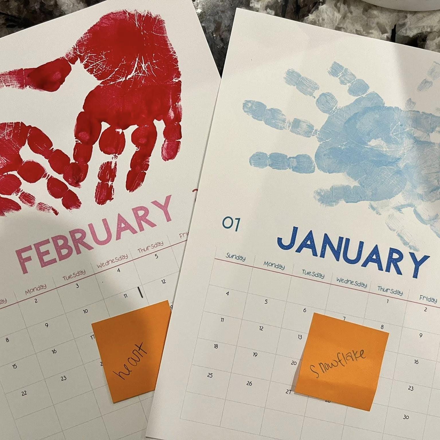 Handprint Calendar 2026 | Printable Kids Craft | DIY Handprint Art Gift ...