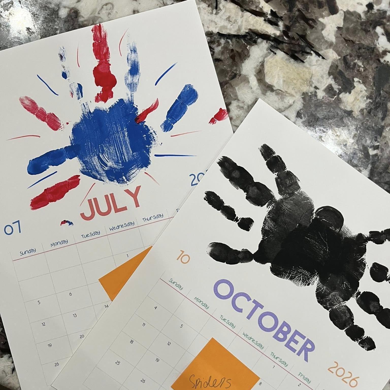Handprint Calendar 2026 | Printable Kids Craft | DIY Handprint Art Gift ...