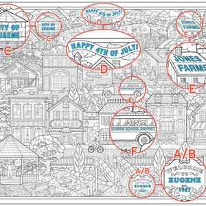 Personalize Your Own Town and Just Add Color - Giant Coloring Poster - Etsy