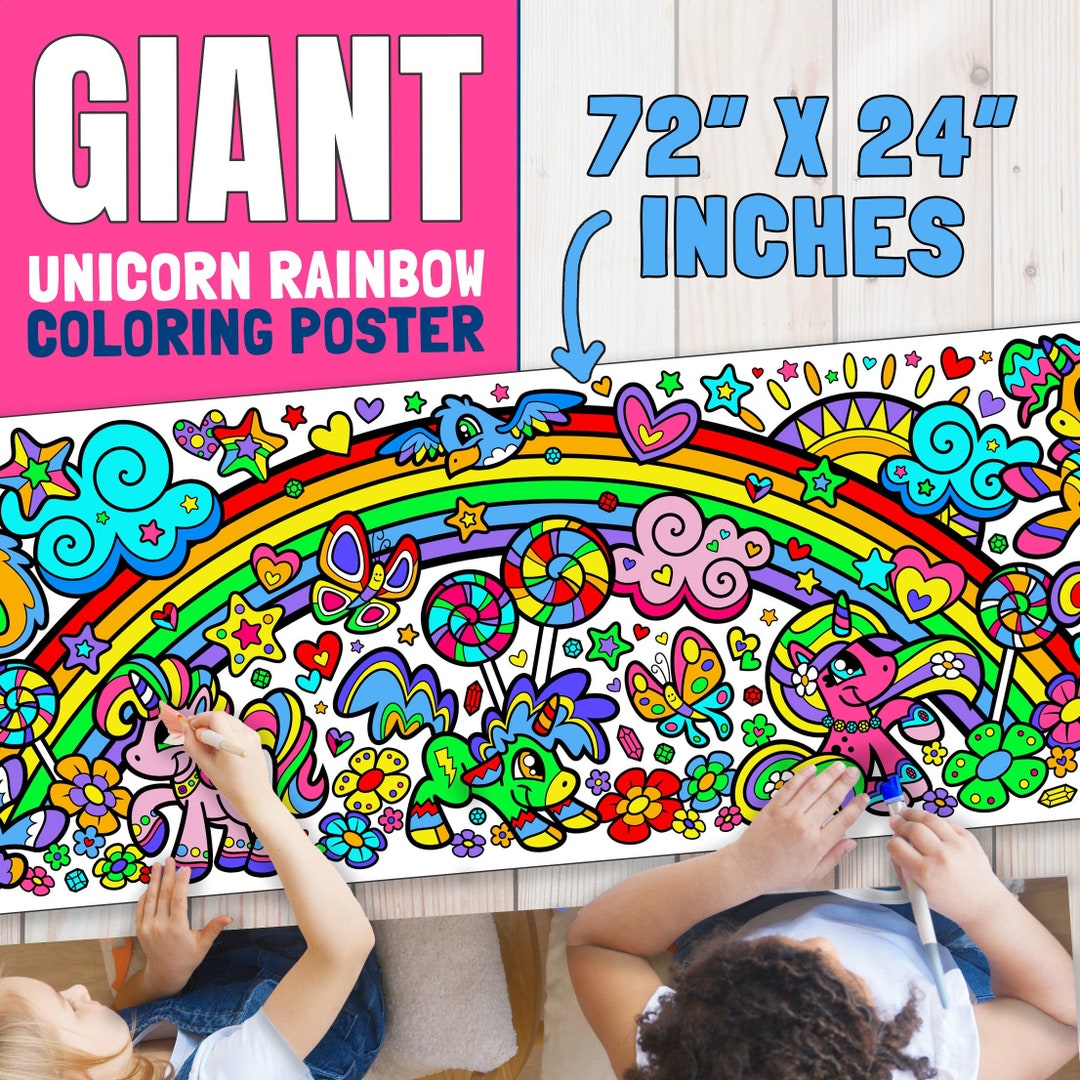 Giant Unicorn Rainbow Coloring Poster: Kids Arts & Crafts (72x24 Inches ...