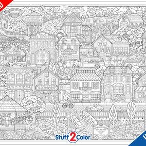 Personalize Your Own Town and Just Add Color - Giant Coloring Poster - Etsy