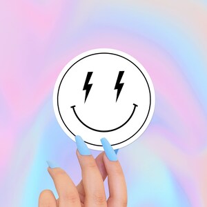 Electric Smiley Face Sticker - Etsy