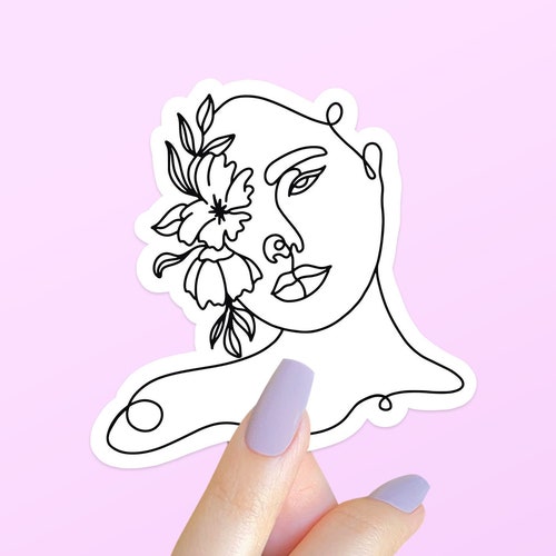 Continuous Line Art Decal Sticker Face Line Art Feminist - Etsy