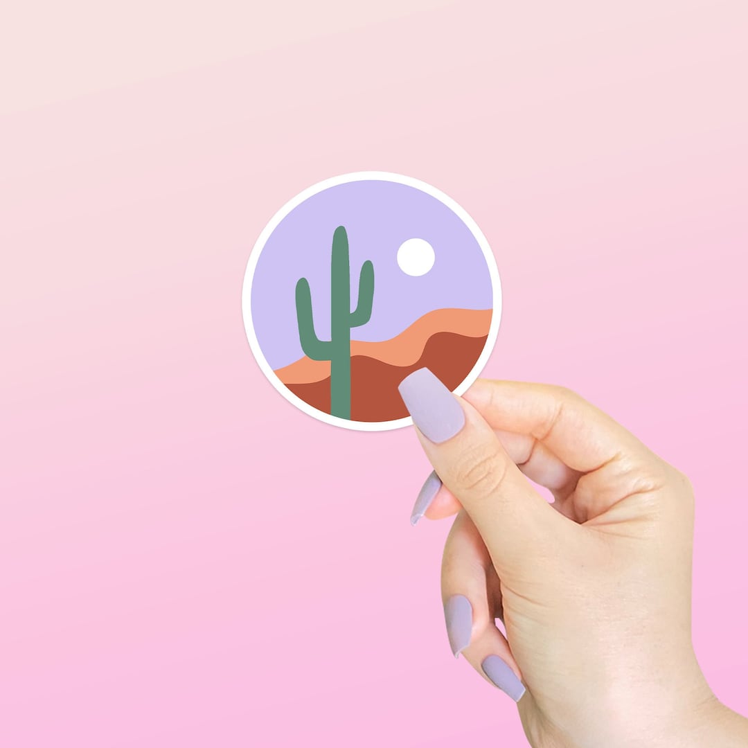 Retro Cactus Sticker, Saguaro Sticker, Mountain Sticker, National Park ...