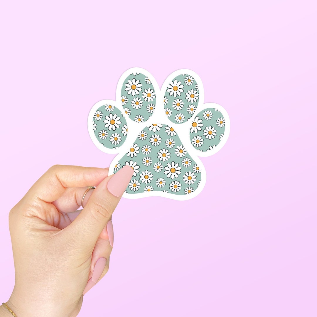 Daisy Aesthetic Paw Print Sticker, Paw Stickers, Dog Mom Sticker for ...
