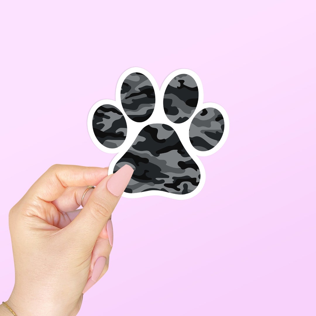 Cute Camo Paw Print Sticker, Paw Stickers, Dog Mom Stickers ...