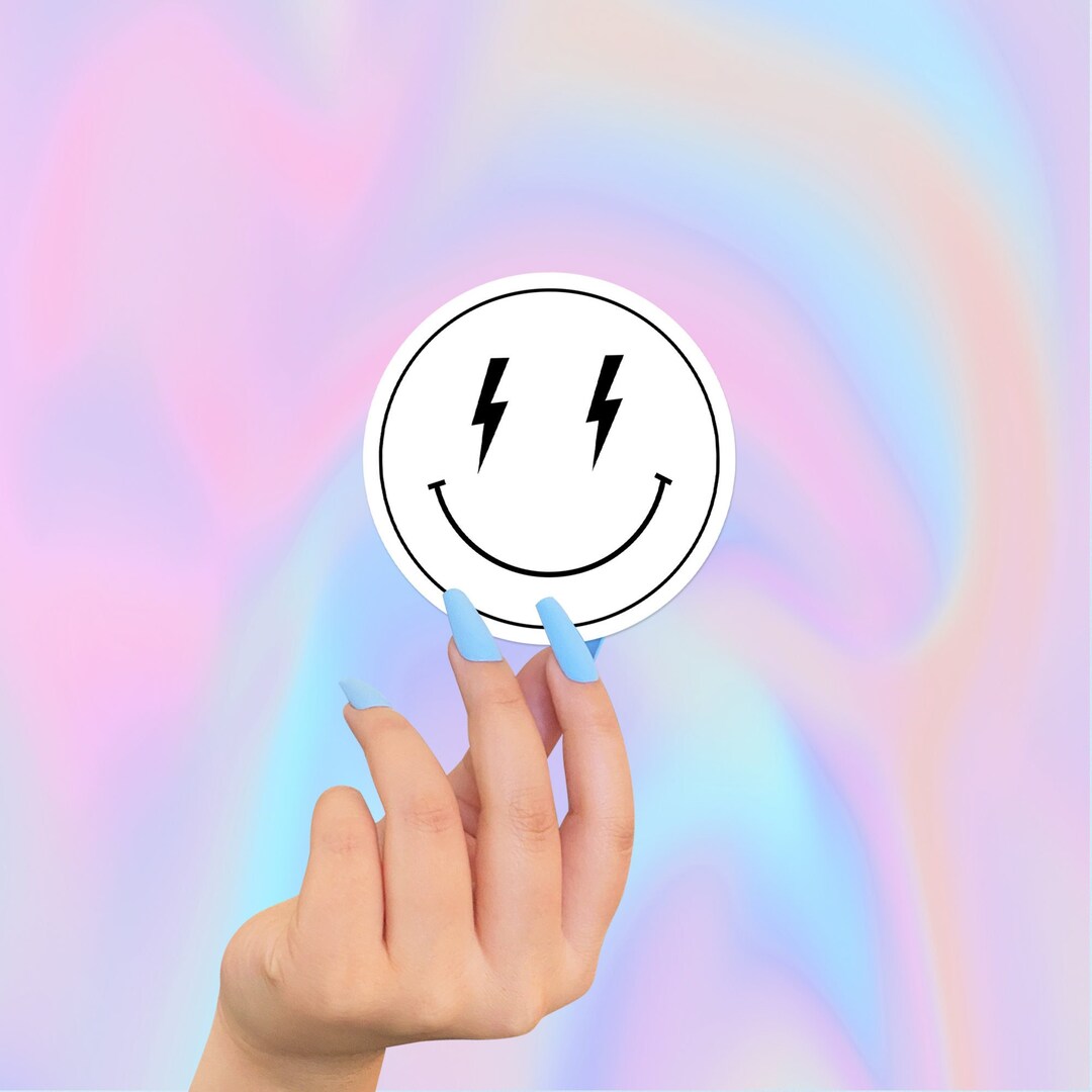 Electric Smiley Face Sticker - Etsy