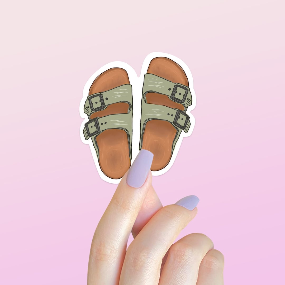 Sage Green Sandals Sticker, Buckle Sandals Sticker, Cute Adventure ...