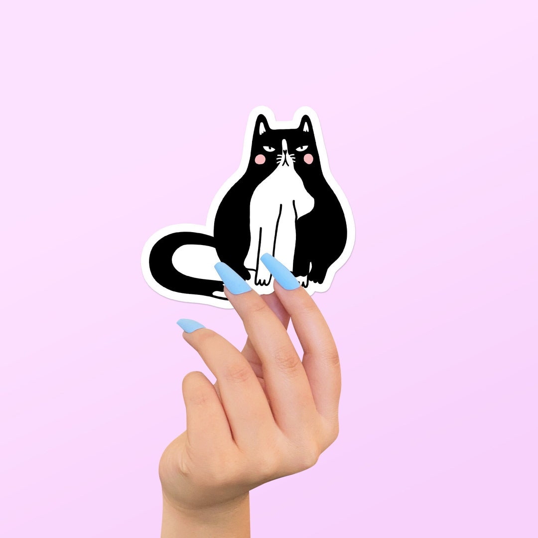 Sitting Cat Meme Sticker Cute Funny Cat Stickers for Planner - Etsy
