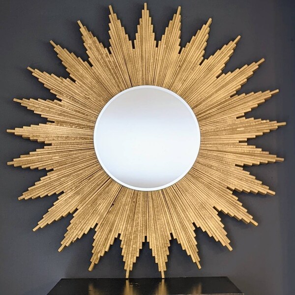 Wood Sunburst Mirror - Etsy