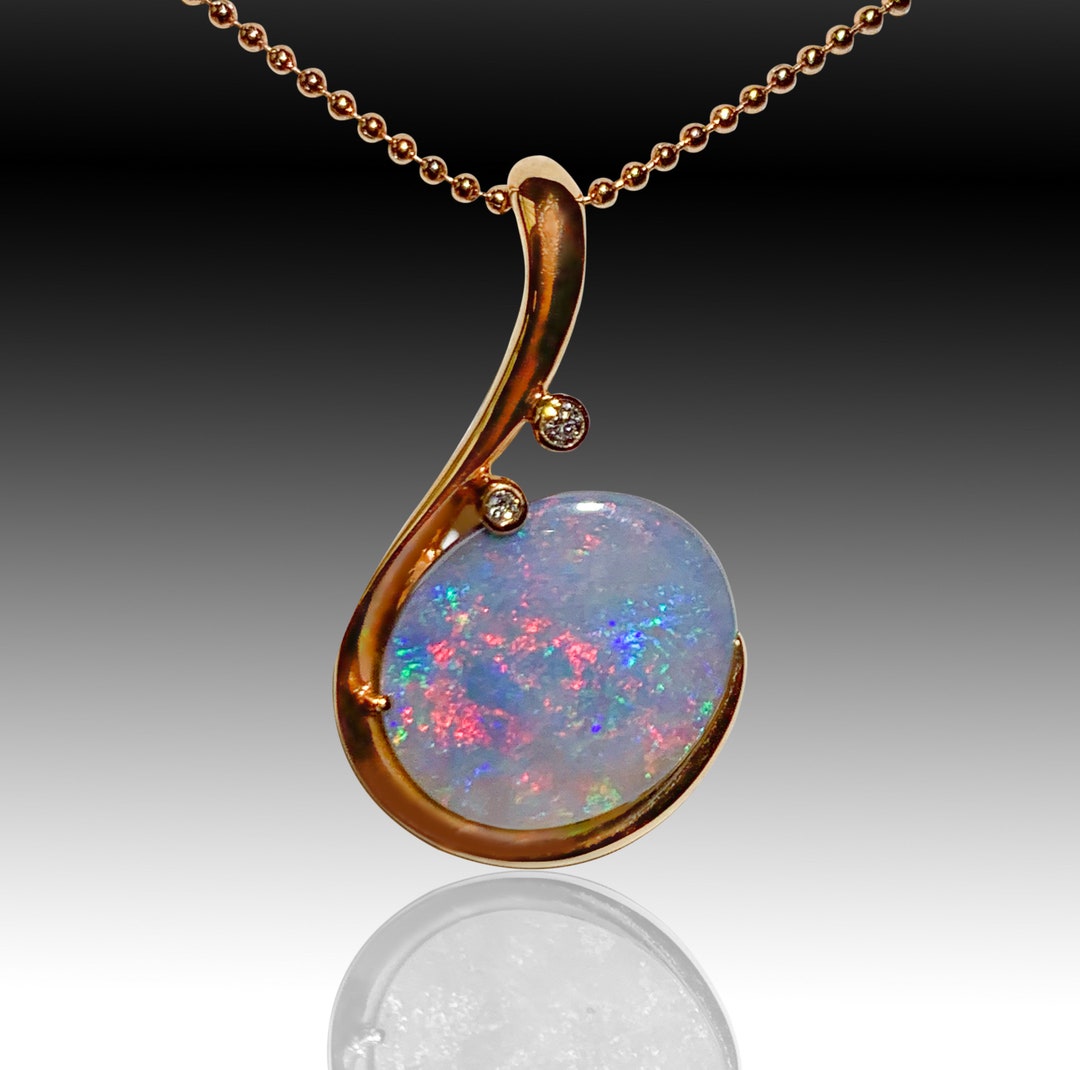 Christmas Present Solid Black Opal From Lightning Ridge Solid14k Rose ...