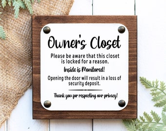 Owners Closet Signs - Etsy