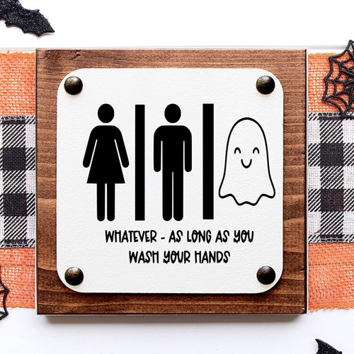 Farmhouse Halloween Funny Cute Sign People Ghost Bathroom - Etsy