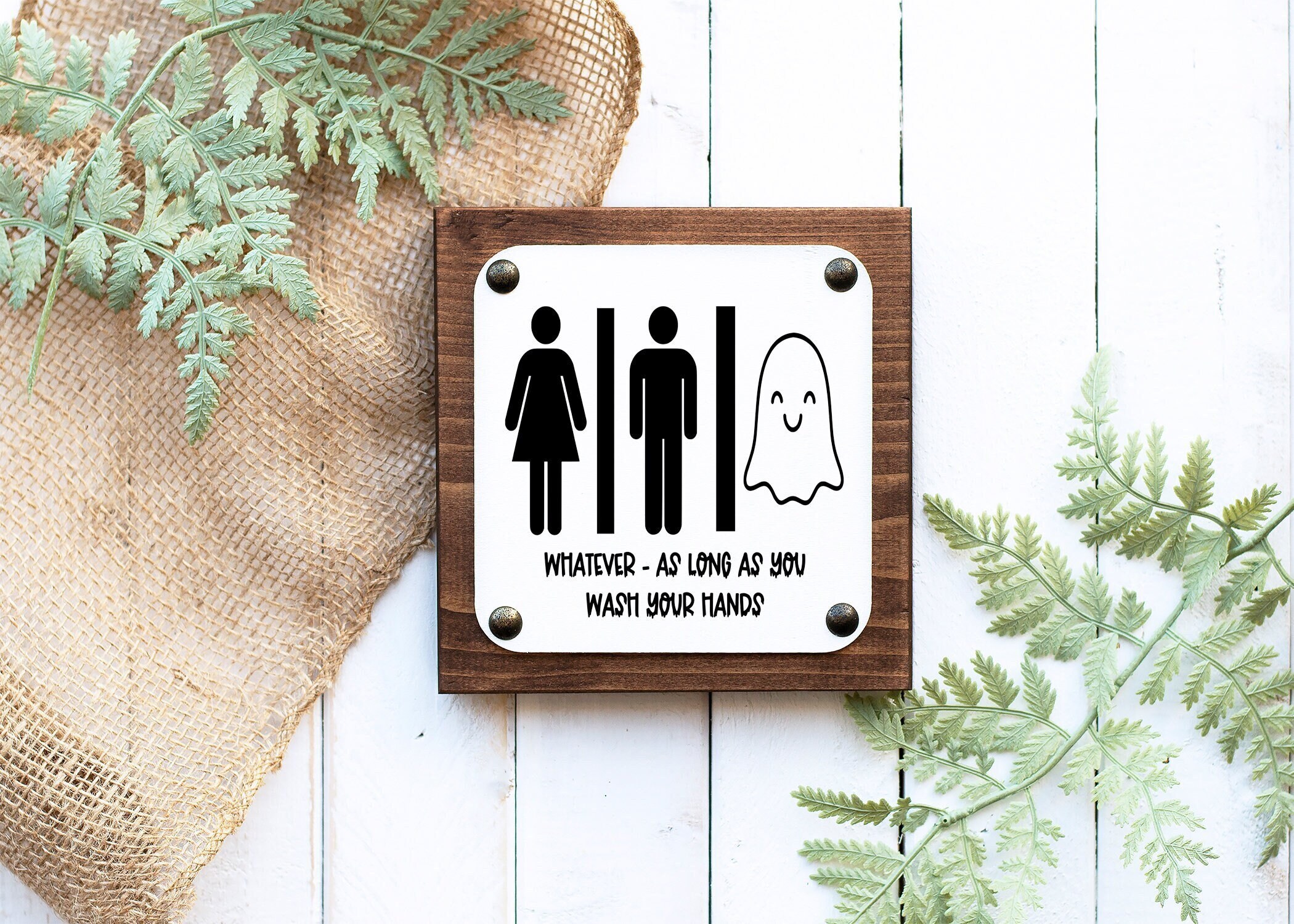 Farmhouse Halloween Funny Cute Sign People Ghost Bathroom - Etsy