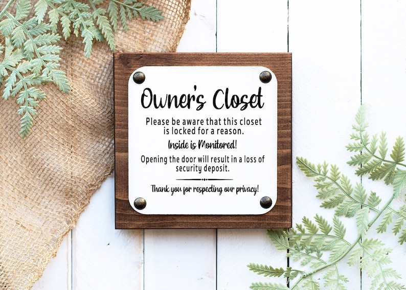 Owners Closet Sign Farmhouse Airbnb Signs Rental Owners - Etsy