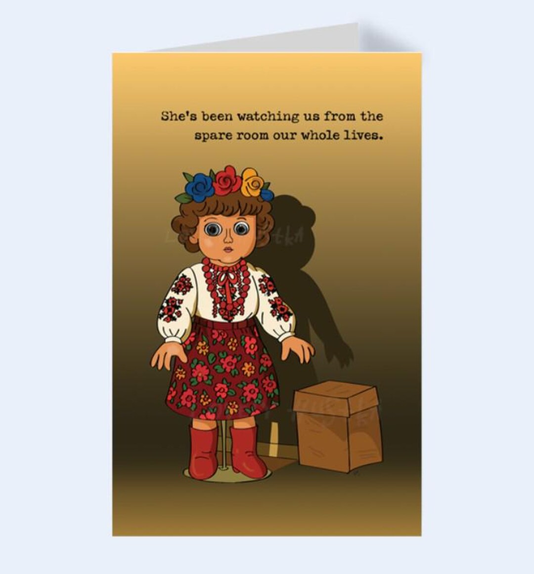 Funny Nostalgic Greeting Card – Creepy Doll Watching From the Spare ...
