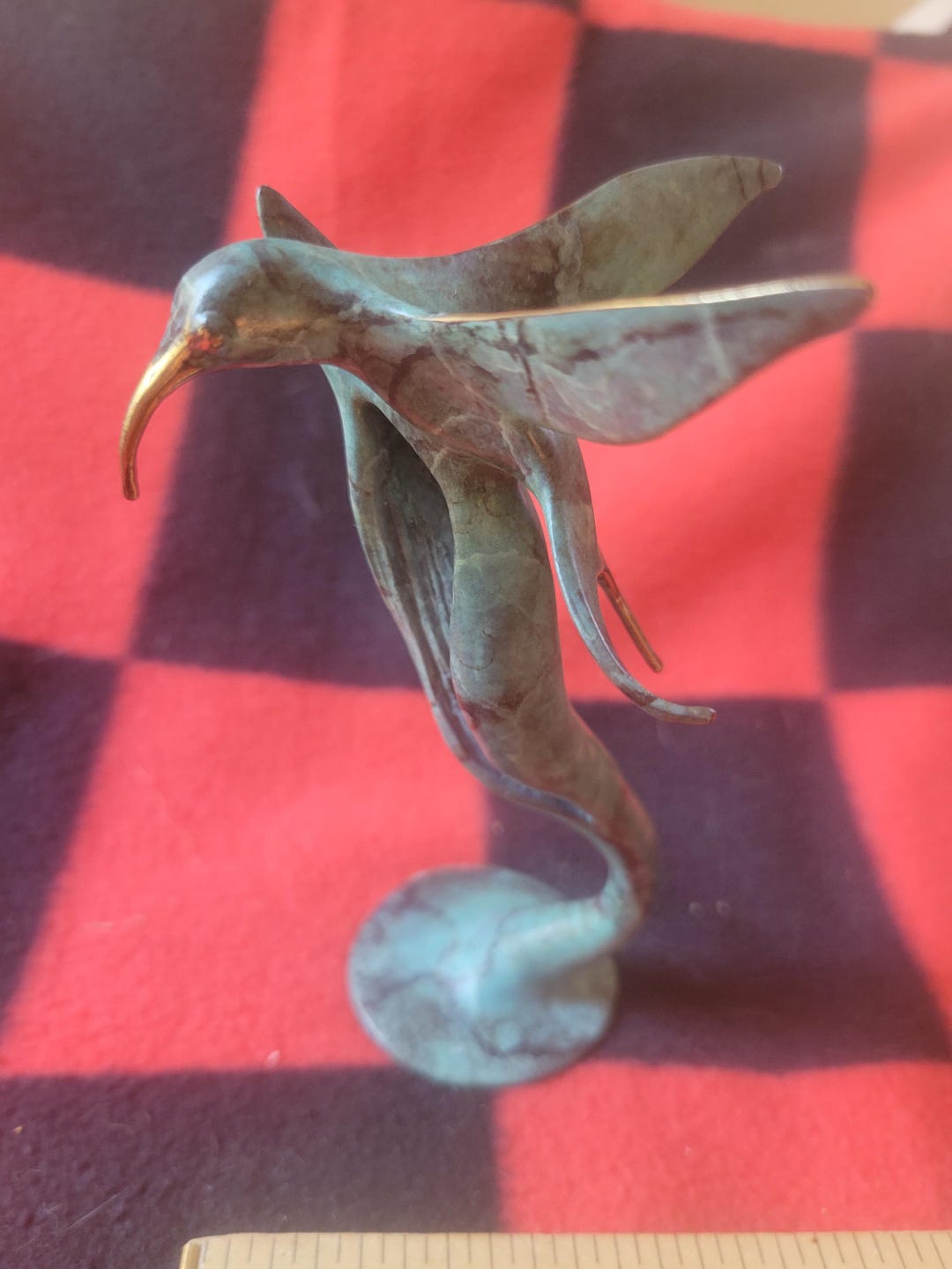 Gorgeous Michael Storey Bronze Statue of a Hummingbird Next to a Flower ...