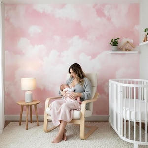 pink cloud wallpaper ceiling